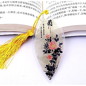 Fascola Chinese Style Leaf Bookmarks 4 Pcs, Mini Creative Book Mark,Plum Flower(mei),Orchid (LAN),Bamboo(zhu),Chrysanthemum (ju) Bookmark Creative Gift