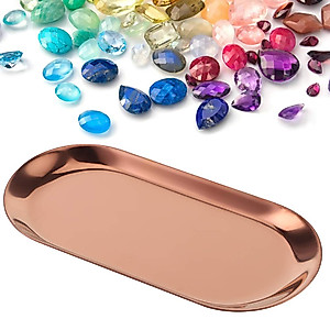 5pcs Stainless Steel Oval Shaped Towel Tray Cosmetics Jewelry Storage Tray Dish Plate (Rose Gold)