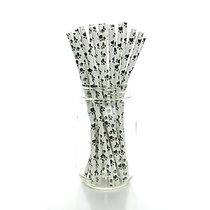 Dog Party Straws (50 Pack) - Paw Print Birthday Party Supplies