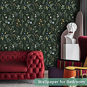 Cismmy Floral Removable Peel-and-Stick Wallpaper - Vintage Boho Design for Bedrooms, Bathrooms, Cabinets - Renter-Friendly, Easy Install, 118" x 17.7"