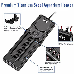 hygger 800W Metal Steel Aquarium Heater for Fresh Water, Digital Submersible Heater with Built-in Thermometer, External LCD Display Thermostat Controller, for Fish Tank 120-180 Gallon