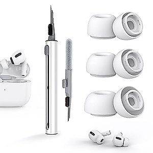 3-Pair Replacement Ear Tips for AirPods Pro & 2nd Generation with Noise Reduction Holewith and Cleaner kit,Cleaning Pen Airpods 1 2 3 pro/pro 2nd,Built-in dust Guard Screen,3 Sizes (S/M/L)-White