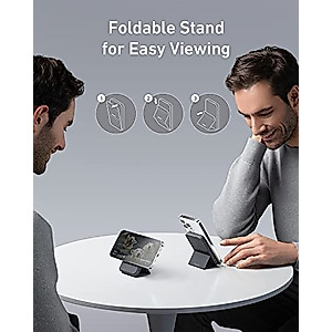 Anker 622 Magnetic Battery (MagGo) Upgraded Version, 5,000mAh Foldable Magnetic Wireless Portable Charger and USB-C (On The Side), Only for iPhone 14/13/12 Series (Interstellar Gray)