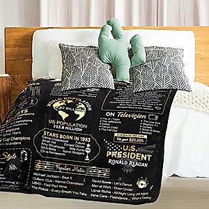 40th Birthday Decorations for Women Men,Happy 40th Birthday Gifts for Men Women,40th Birthday Gift Ideas,Great Birthday Gifts for 40 Year Old Husband Wife Dad Mom,Back in 1983 Throw Blanket 60x50 Inch