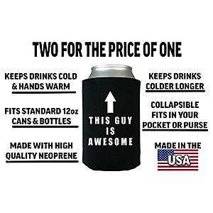 Funny This Guy is Awesome Collapsible Beer Can Bottle Beverage Cooler Sleeves 2 Pack