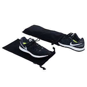 Shoe Dust Bags - 4 Pack Black Duster Flannel Single Shoe Pouch with Drawstring Closure, Washable Breathable Cotton Fabric Cloth for Travel, Home, Luggage, Handbags, Storage, Accessories - 8x17