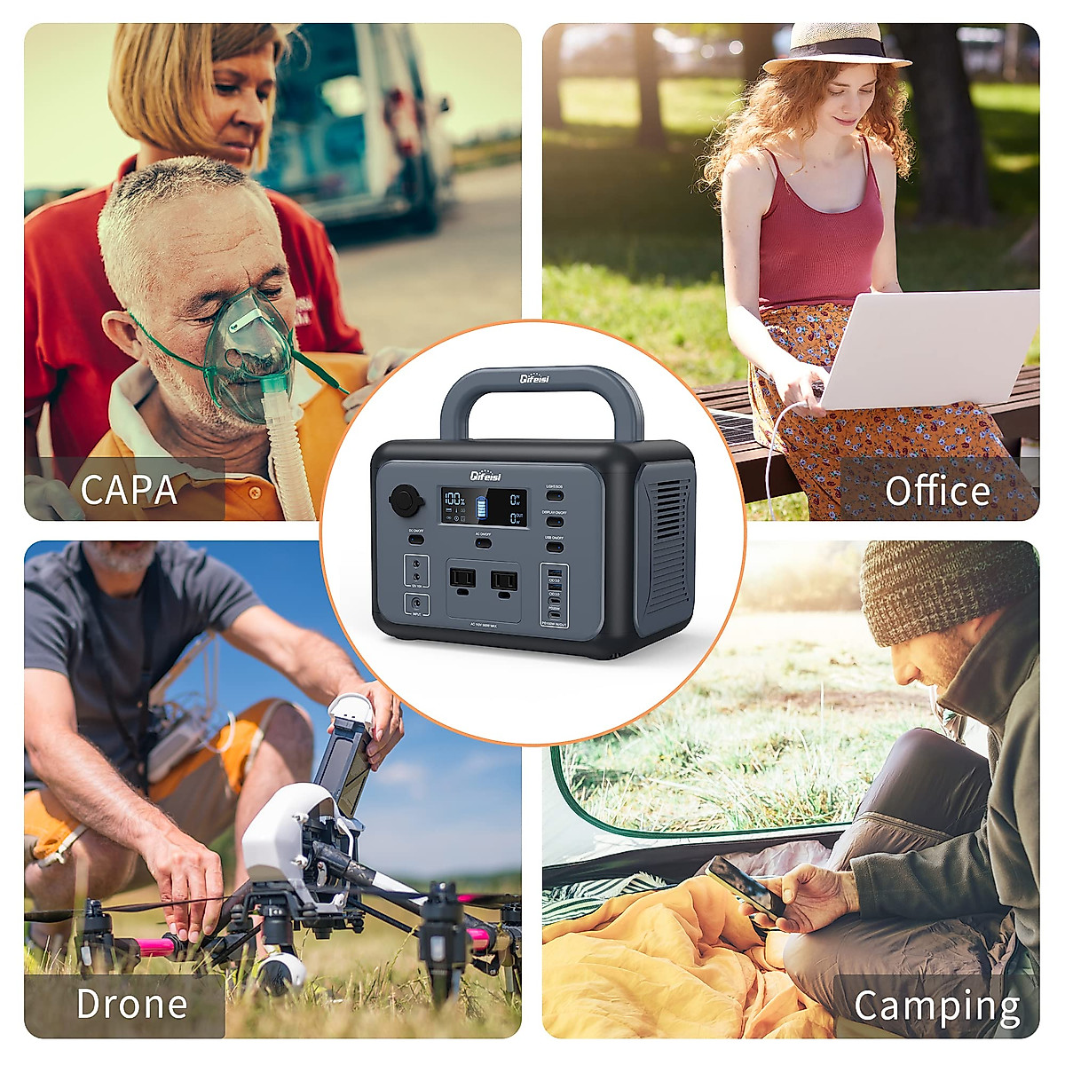 Difeisi P500 Portable Power Station, 518Wh LiFePO4 Battery with 110V/500W Pure Sine Wave AC Outlets, PD 100W Output/Input, Solar Generator for Camping RV CAPA Home Emergency (Solar Panel Optional)