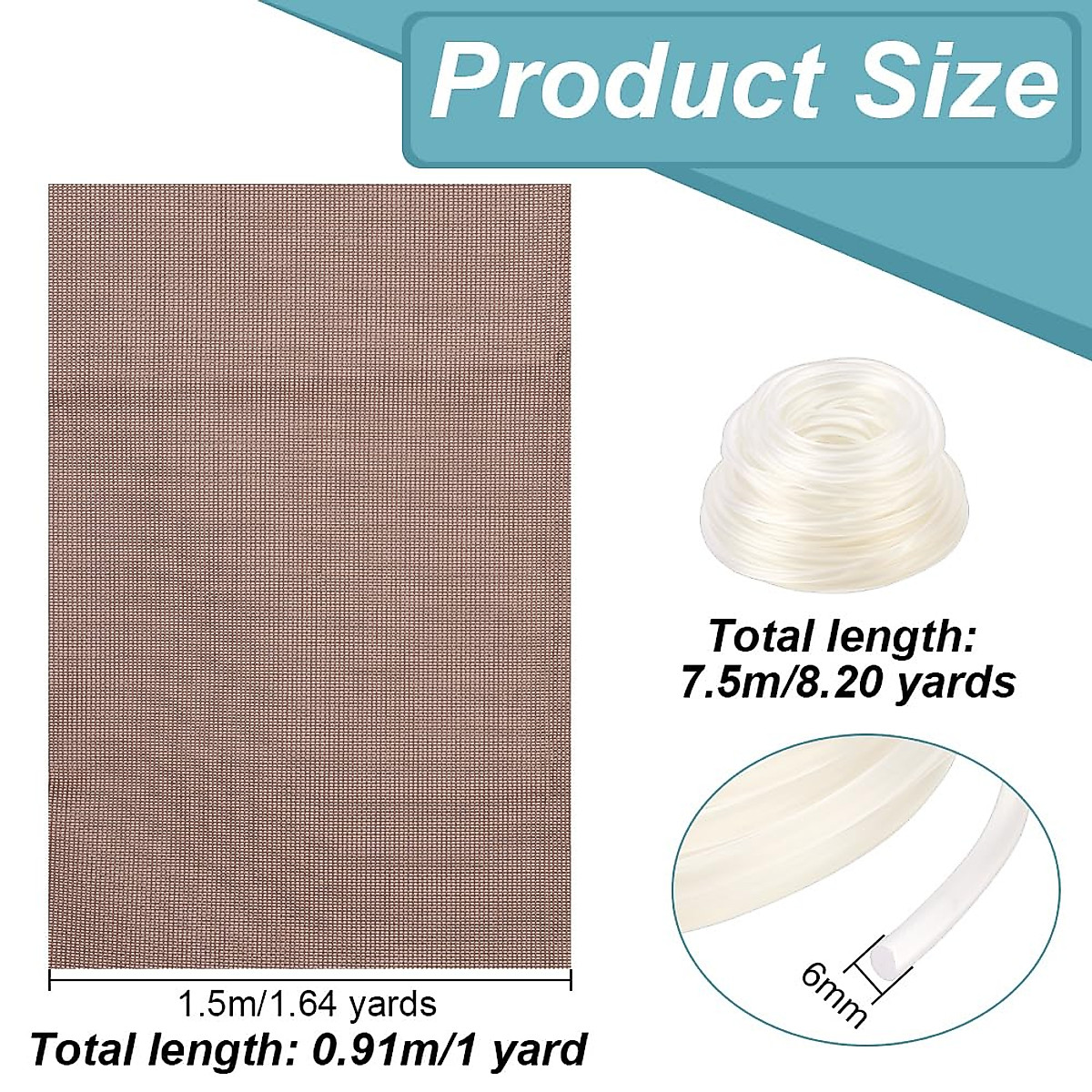 OLYCRAFT 59 Inch Wide Sling Chair Replacement Fabric 36 Inch Long Folding Lounge Repair Cloth DIY Chair Replacement Kits Including 7.5m Polyester Fabrics Transparent PVC Sling Splines-5mm Diameter