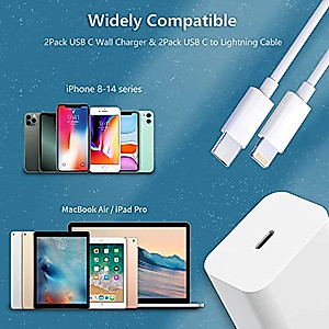 iPhone 14 13 12 Super Fast Charger, [MFi Certified] 6FT Lightning Cable 20W PD USB C Wall Charger 2-Pack iPhone Fasting Charging Block Compatible iPhone 14/14 Pro Max/13/13Pro/12/12 Pro/11/XS Max/8P