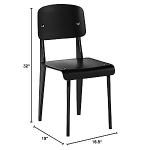 Modway Cabin Modern Wood and Metal Kitchen and Dining Room Chair in Black