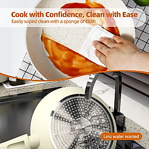 NICOMOW Kitchen Utensils Basic Kitchen Utensils,Non-Stick Coating Inside,Non-Slip Handles,Heat Resistant Lacquer (Set of 9),Easy to Clean,White