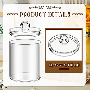 20 Pack Clear Plastic Cotton Ball Holder 10 oz Apothecary Jar Cotton Swab Holder with Lid Round Bathroom Canisters for Cotton Swab Cotton Round Pads, Floss, Vanity Makeup Organizer