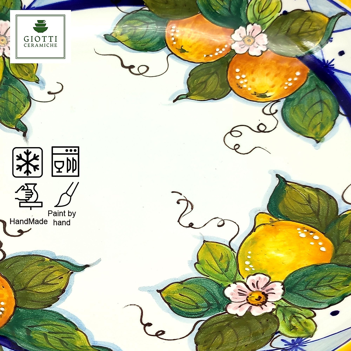 X Large Ceramic Bowl for Kitchen - Italian dinnerware pasta bowl - Platter serving tray - Hand painted Tuscan pottery bowls - Made in Italy plates set - Ceramics salad tuscan soul pottery