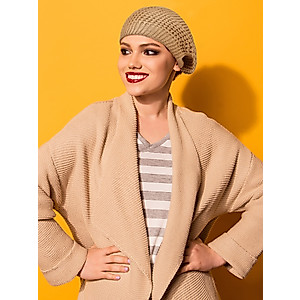 Newcotte 3 Pcs Soft Slouchy Crochet Beret Chic Cutout Beret Hats for Women Lightweight Knit Beanie Caps for Women(Black, Gray, Khaki)