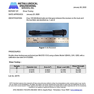 Tiger Lock 5/8" Black Trailer Hitch Locking Pin - Anti-Rattle Tow Hitch Receiver Lock, fits Class III - V Hitches with 2" and 2.5" Receivers