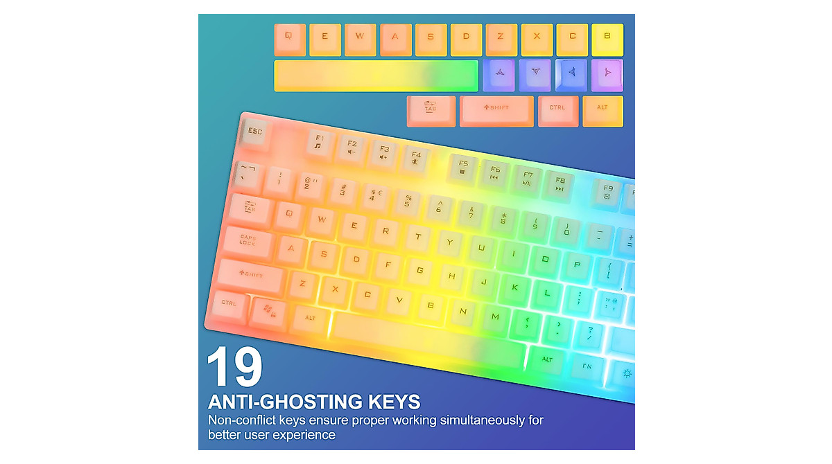 CHONCHOW LED Keyboard and Mouse, 104 Keys Rainbow Backlit Keyboard and ...