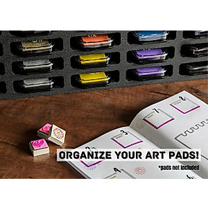 Polar Whale 2 Ink Pad Storage Trays Organizer Stamping Design Stand Supply Black Foam Horizontal Holder Non-Rattle Washable Compatible with Versamark, Versafine, Distress, Stazon and More Holds 30