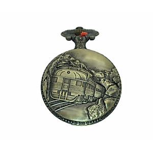 Pinnacle Awards Canada Railroad Regulation Pocket Watch with 2 Chains, Japanese Movement Steam Engine #1