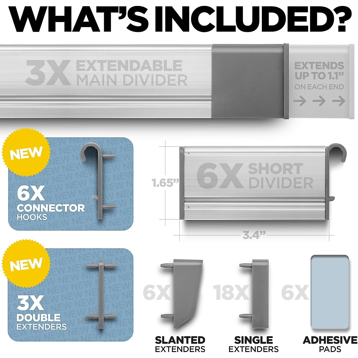 Practical Comfort Aluminum Drawer Organizer for Kitchen Utensils Silverware Flatware 9 Dividers Set | MEDIUM | UPGRADED VERSION