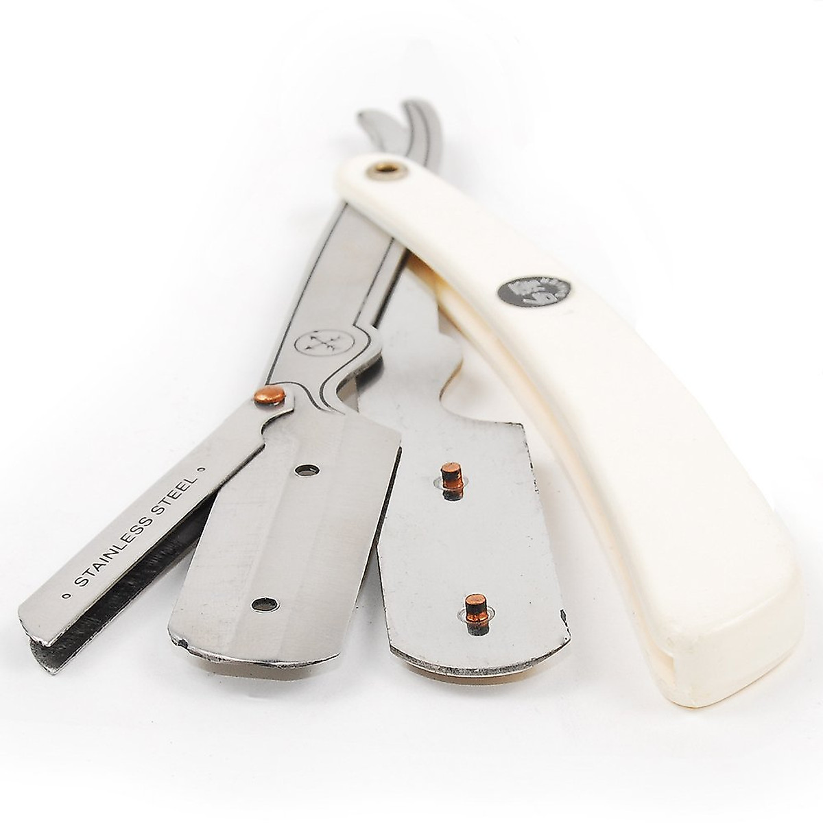 Parker SRW Straight Edge Barber Razor for Men with 100 Parker Platinum Stainless Steel Single Edge Barber Razor Blades for a Barber Shop Shave