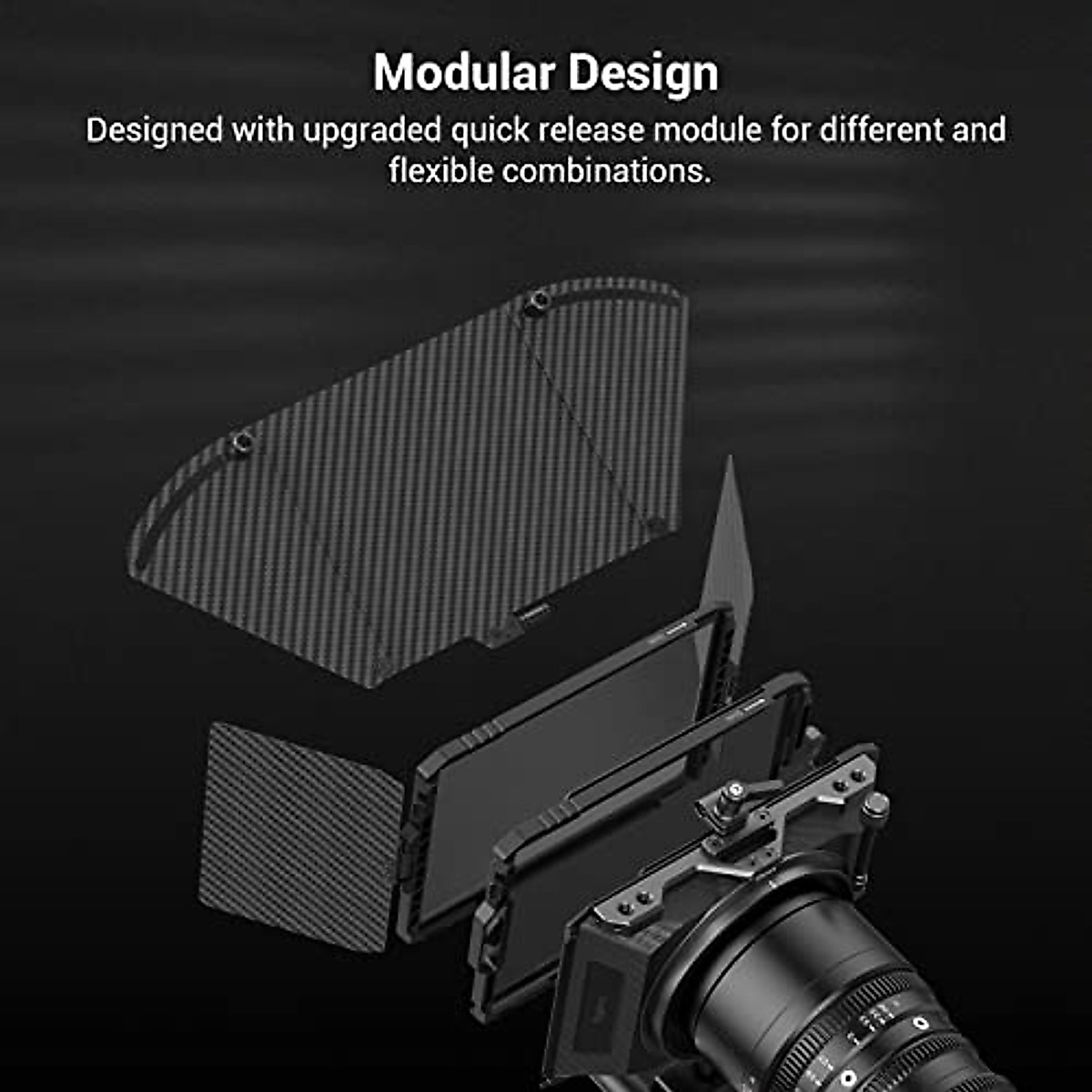 SMALLRIG Mini Matte Box Pro for Mirrorless DSLR Cameras, Come with 4 x 5.65 Filter Trays and 67mm/72mm/77mm/82mm-95mm Adapter Ring - 3680