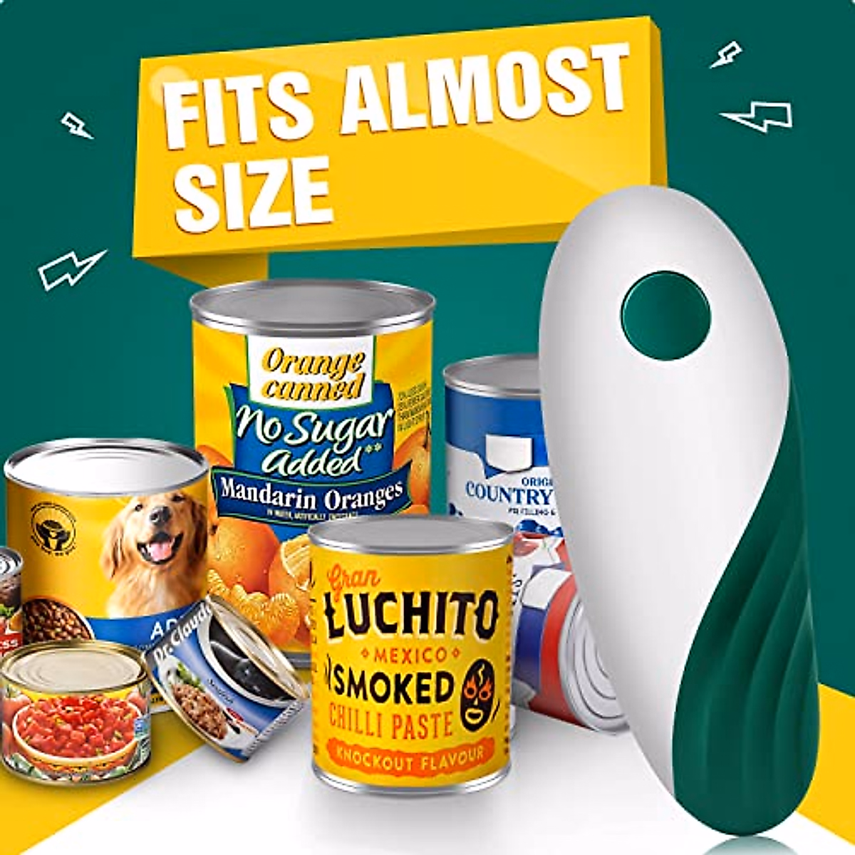 Electric Can Opener, Simple Open Cans with One Touch - Smooth Edge Automatic Kitchen Gadget for Seniors with Arthritis, Food-Safe and Battery Operated Handheld Can Opener Fits All Can Sizes