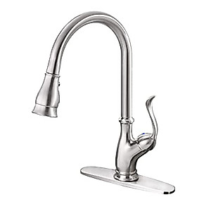 APPASO Pull Down Kitchen Faucet with 2-Mode Sprayer Brushed Nickel - Single Handle 1 Hole High Arc Pull Out Kitchen Sink Faucets, Stainless Steel, 170BN