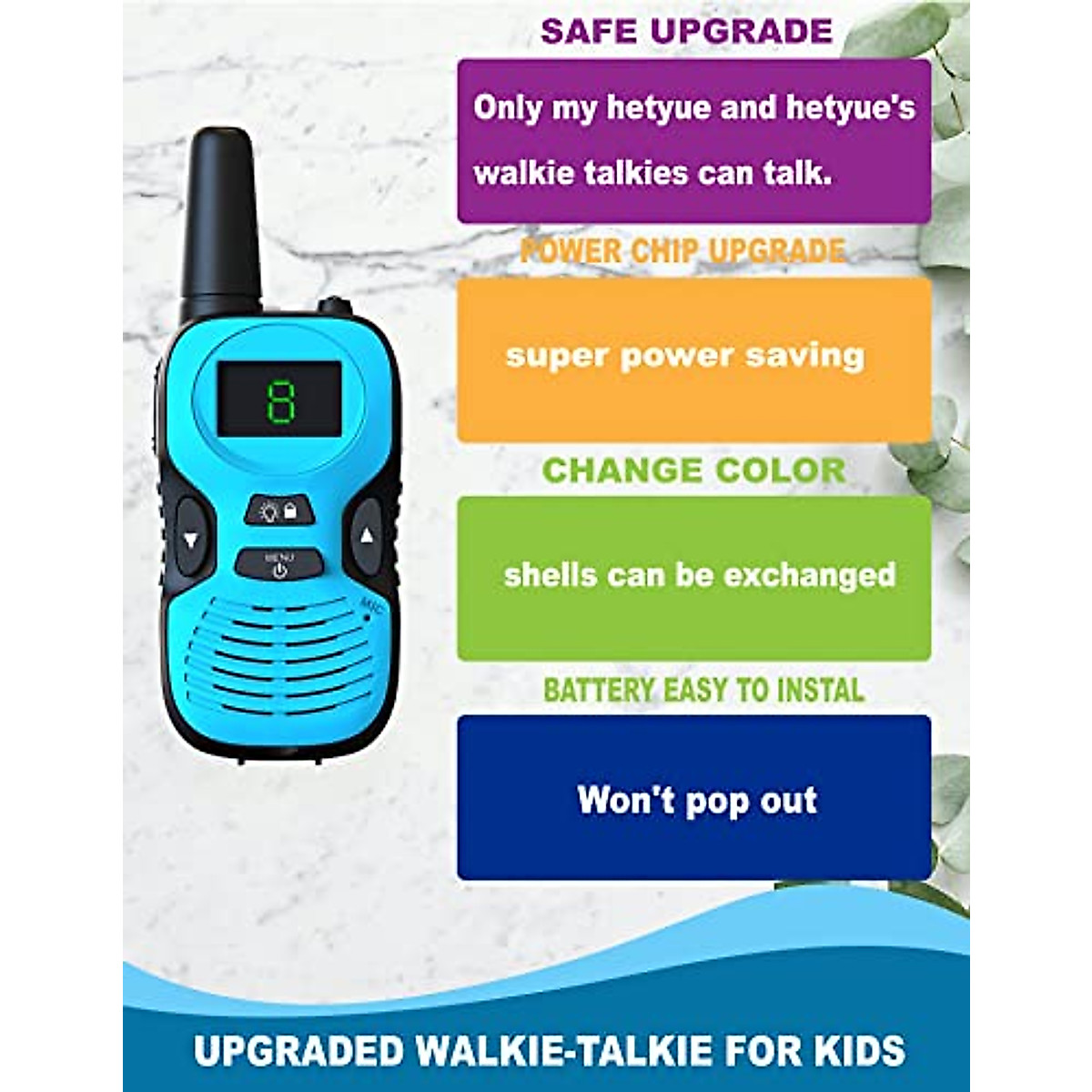 4Pcs Walkie Talkies for Kids Toys: Outdoor Toys for 3 4 5 6 7 8 9 10 11 12 Year Old Boys Girls Walkie Talkie Birthday Gifts - Long Range Camping Backyard Wakie-Talkies Party Favors Walky Talky