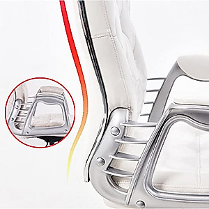 QQXX Home Office Chair Ergonomic Desk Chair Computer Chair with Lumbar Support Armrest Executive Rolling Swivel Adjustable Task Chair for Women Adults, Blue Leather