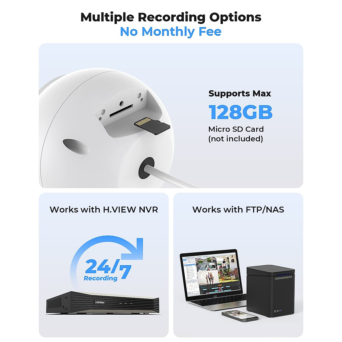 (Hikvision Compatible) H.VIEW 5MP Outdoor POE Camera Dome Turret IP Security Camera, 100ft IR Night Vision, 2.8mm Fixed lens, H.265+ IP PoE Outdoor Camera, RTSP,RTMP WDR,Support SD Card