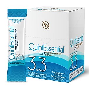 Quicksilver Scientific Quintessential 3.3 Sachets - Hypertonic Solution - Filtered Sea Water Hydration Packets - Liquid Minerals for Muscle Recovery, Stamina + Mineral Replenishment (30 Count)