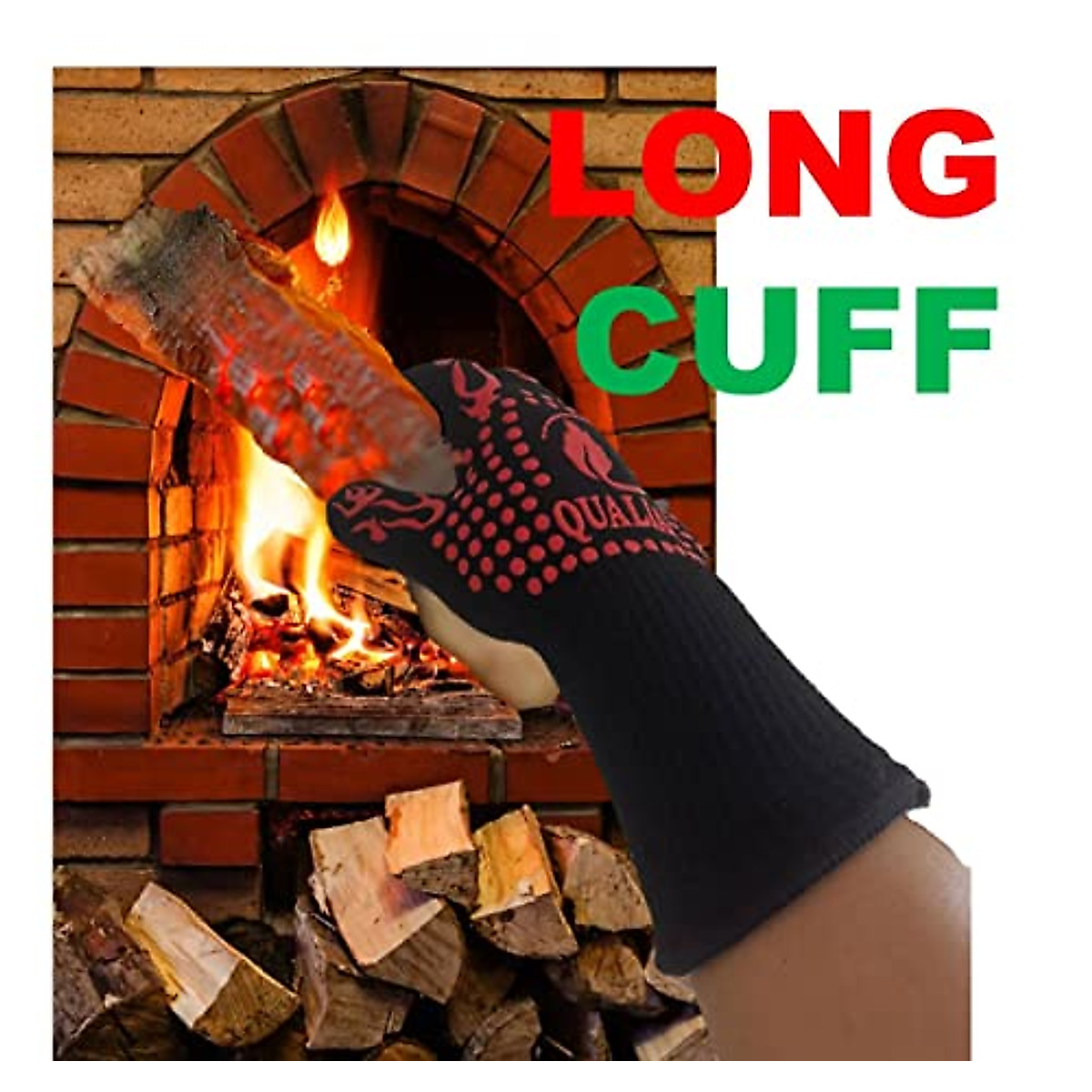 BBQ gloves, 1472°F, EN407 Certified. Extreme Heat Resistant, Long Sleeve, Anti-slip, Sweat Absorption, Comfier Easier and Safer for Grilling, barbecue, smoking, Cooking, Baking, pot holding.