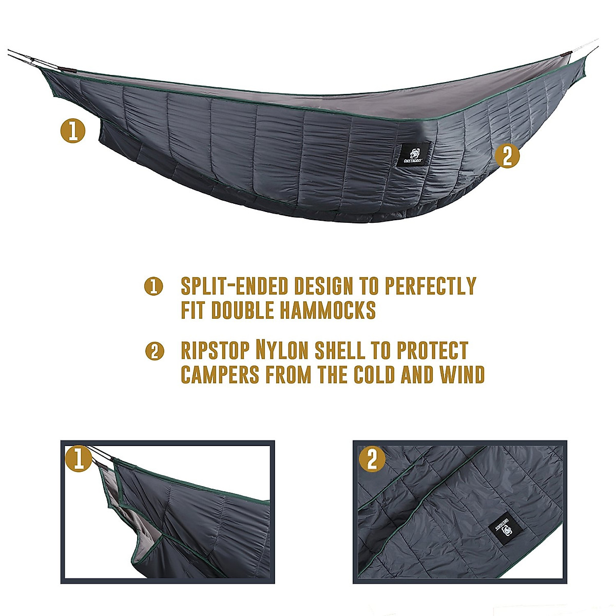 OneTigris SHIELD CRADLE Pro Double Hammock Underquilt for Winter Hammock Camping, Large Wide Under Blanket for Adults & Kids Camping, Hiking, Backpacking, Travel, Backyard, Beach, Indoor, Outdoor