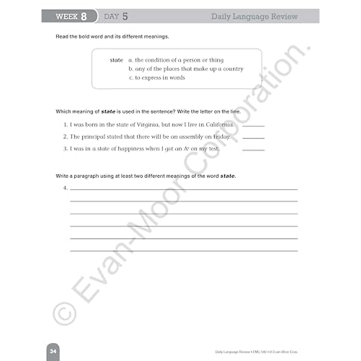 Evan-Moor Daily Language Review, Grade 4