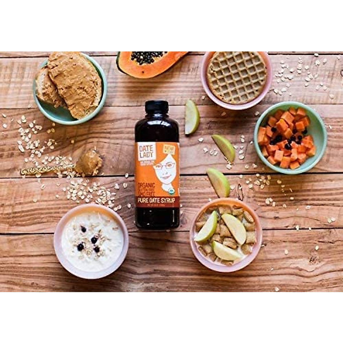 Date Lady Date Syrup 3 lb Squeeze Bottle | 1 ingredient: 100% Organic Dates. Vegan, Paleo, Gluten-free & Kosher | Also Known As Silan, Date Honey and Date Nectar | Sugar Substitute