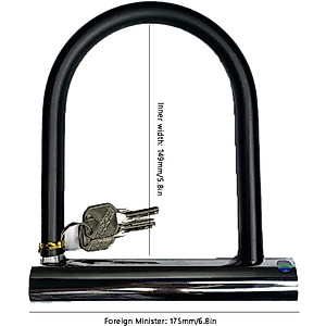 DULASP Bike Lock Motorcycle U-Shaped Lock Glass Door Lock Copper Lock Cylinder Solid Thickened Electric Vehicle Lock Riding Equipment U Lock