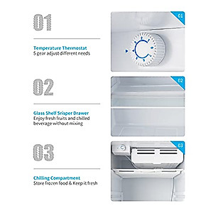 Anpuce 4.5 Cu.Ft Compact Refrigerator Mini Fridge with Freezer Single Door Small Refrigerator with Adjustable Thermostat Control