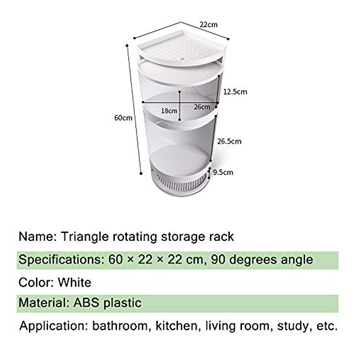 bretoes Multifunction Bathroom Kitchen Corner Locker Cosmetic Storage Rack Cabinet Storage Shelf Rotating Triangle Shelf