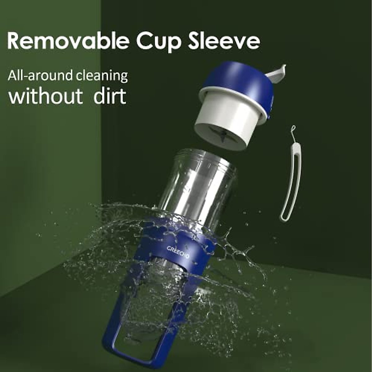 GREECHO Portable Blender, One-handed Drinking Mini Blender for Shakes and Smoothies, 12 oz Personal Blender with Rechargeable USB, Made with BPA-Free Material Portable Juicer, Matte Blue