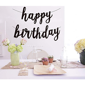 Fecedy Black Happy Birthday Alphabet Banner for Birthday Party Decorations
