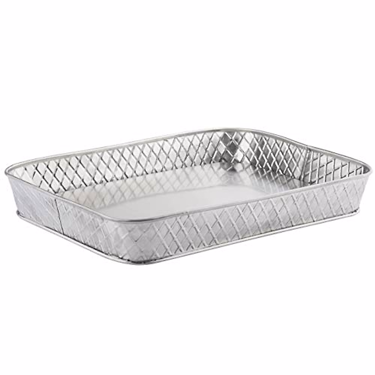 Tablecraft Lattice Collection 12 x 9 x 1.5" Rectangular Platter, Stainless Steel