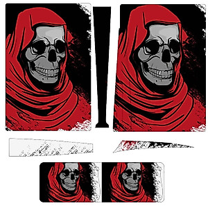 Grim Reaper in Red Robe Portrait Full Protective Skin Cover Design Wrap Decal Sticker Compatible with PS5 Disk Version Console and Controller