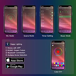 Nilight RGBIC 72 LED USB Interior Strip Lights DC 12V with App RF Remote Control Multicolor Under Car Dash Lighting 2 Lines Design Music Sync Mode for Cars Truck ATV UTV, 2 Years Warranty