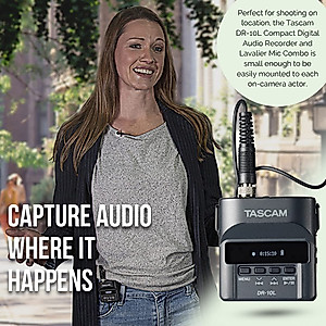 Tascam DR-10L Digital Audio Recorder and Lavalier Mic Bundled with Two 32GB SD Cards and USB 2.0 Card Reader