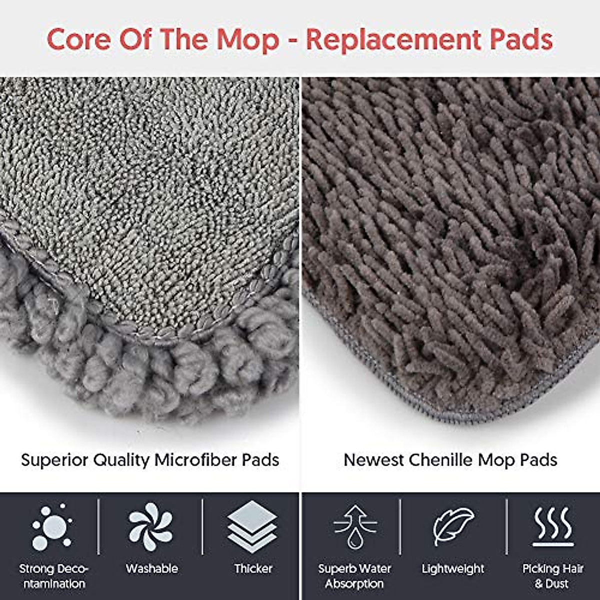 HOMTOYOU Microfiber Spray Mop for Floor Cleaning, Dry Wet Hardwood Kitchen Floor Mop with 635ml Water Tank 360 Degree Spin Dust Chenille Mop with 3 Reusable Refills for Laminate Tile Marble