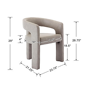 HNY Modern Barrel Kitchen & Dining Room Chairs Set of 6, PU Leather Upholstered Accent Chairs with Arm, 18.5'' Wide Side Armchairs Vanity Chairs for Living Room Bedroom Makeup Small Spaces, Grey