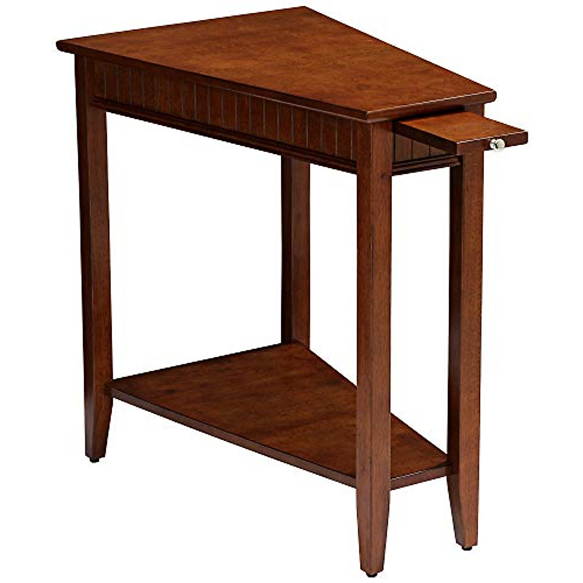 Elm Lane Bentley-II Farmhouse Rustic Cherry Wood Accent Table 16" x 24" with Slide-Out Tray and Shelf Brown for Space Living Room Bedroom Bedside Entryway Home House Balcony Office