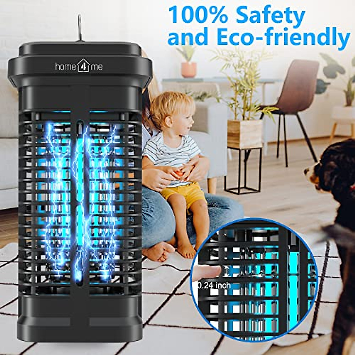 Home4me Bug Zapper Indoor and Outdoor 20W, Electric Mosquito Zapper 4200V, Mosquito Killer, Waterproof Mosquito Trap Outdoor, Mosquito Lamp, Electronic Insect Fly Zapper for Home Backyard Patio