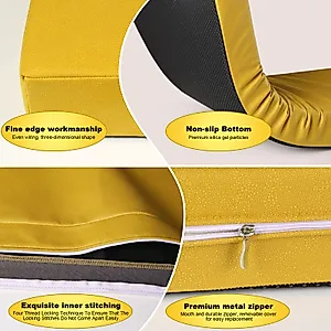 Millsilo Bench Cushion for Indoor Outdoor Furniture, Non-Slip Window Seat Cushions,Piano Shoe Storage Bench Pads, Water Repellent Picnic Kitchen Dining Long Leathaire Chair Cushion 36x14x4 inch Yellow