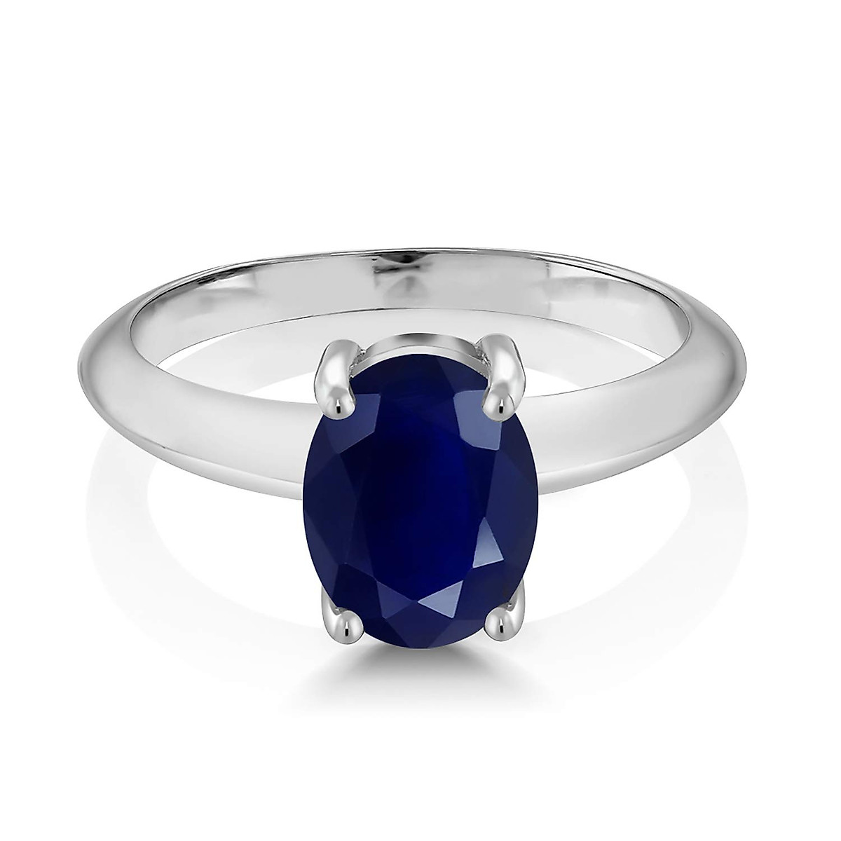 Gem Stone King 925 Sterling Silver 9X7MM Oval Gemstone Birthstone Solitaire Engagement Ring | Wedding Engagement Anniversary Promise Ring For Women | Available In Size 5, 6, 7, 8, 9